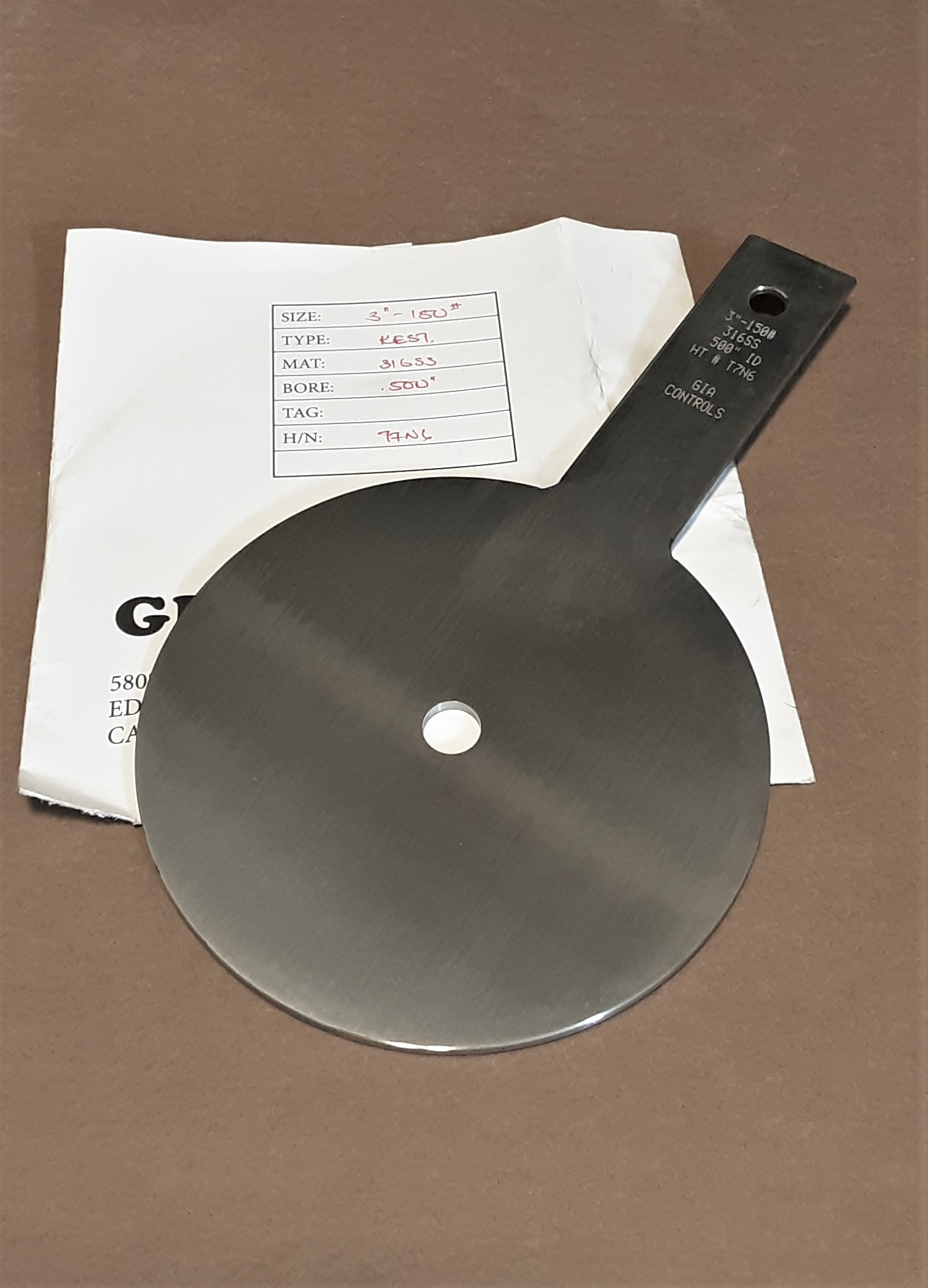 PADDLE STYLE ORIFICE PLATE 3″ - Control Tech