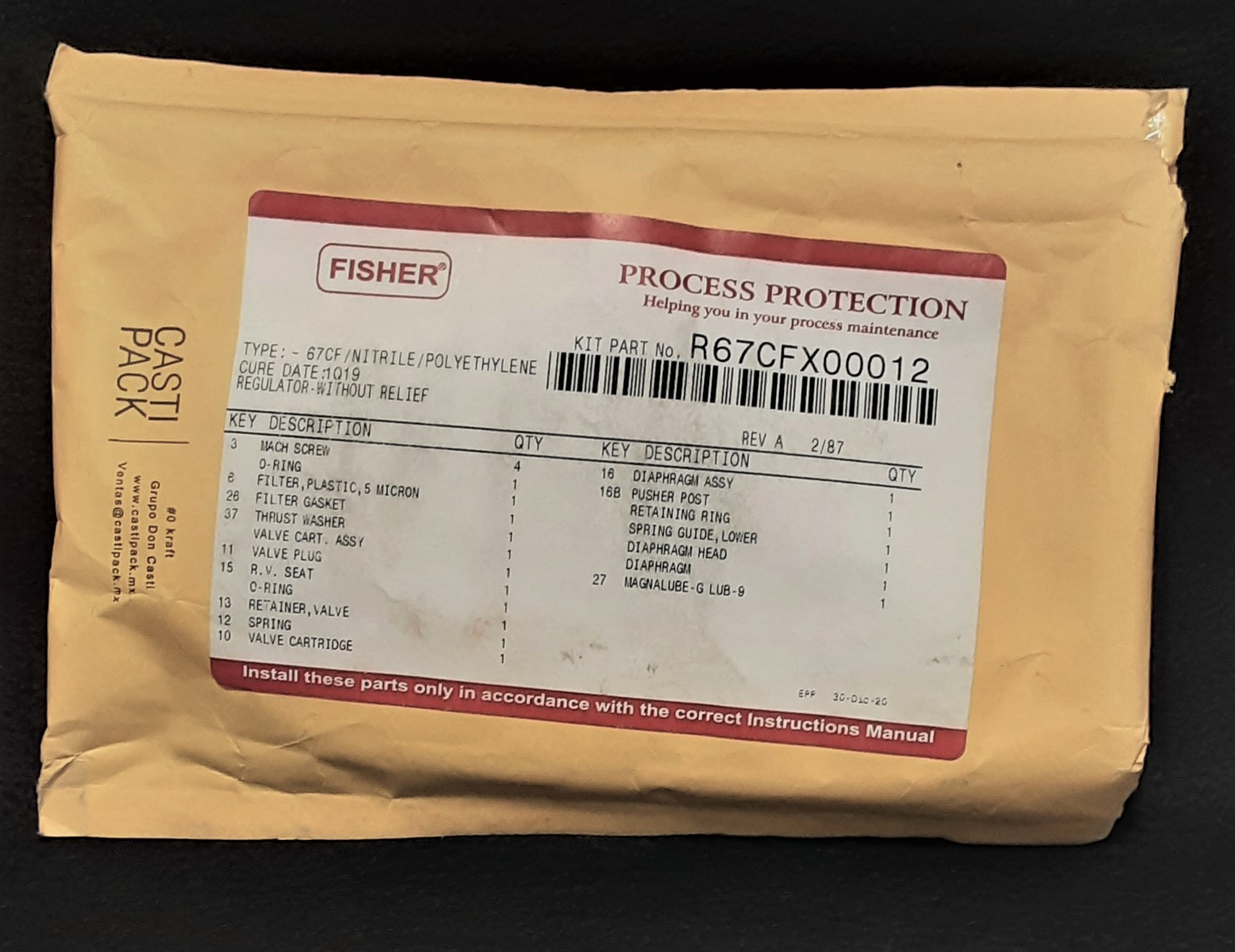KIT,REPAIR 67CF, NITRILE/CELLULOSE - Control Tech