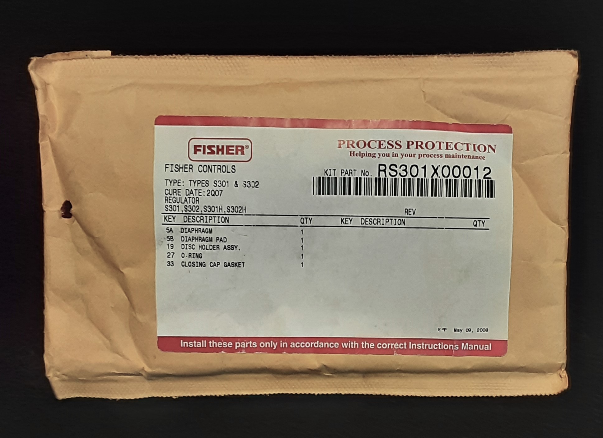 S301/302 K REGULATOR SPARES LESS SEAT - Control Tech